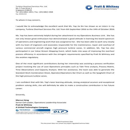 TOS_Reference Letter_YAPJIAXIN | PDF | Business Administration | Business