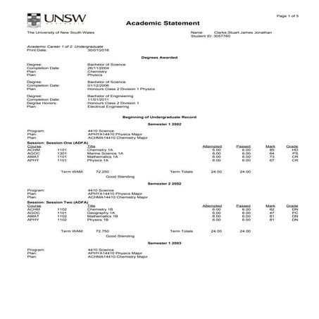Academic Statement - Stuart Clarke | PDF