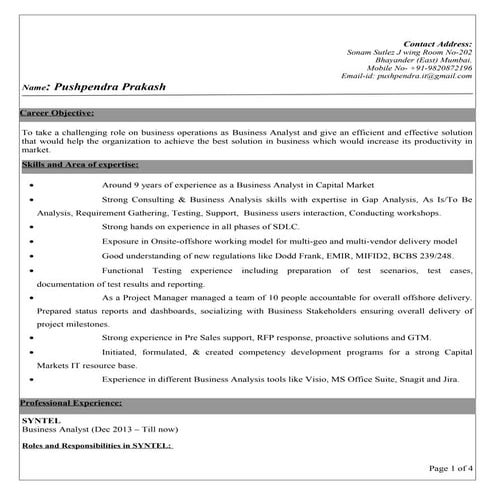 Pushpendra Prakash Resume | DOC