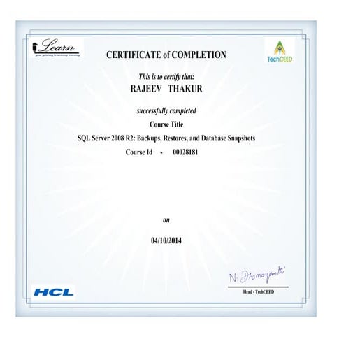 SQL Server HCL certification | PPT
