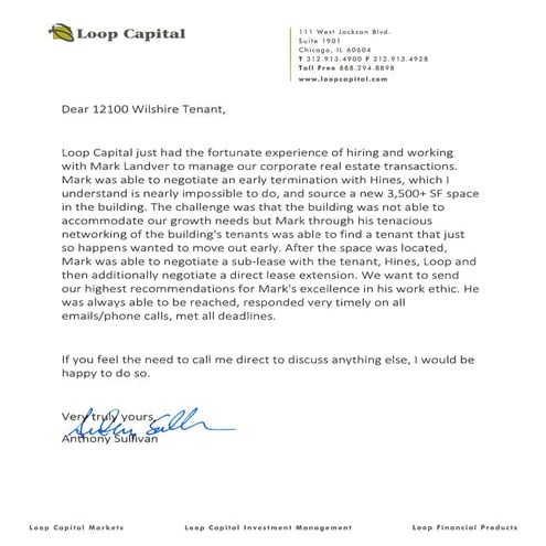 Loop Capital Letter of Recommendation | PDF