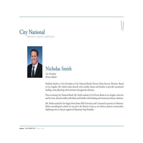 Nick Smith-Bio | PDF | Business Banking & Finance | Business