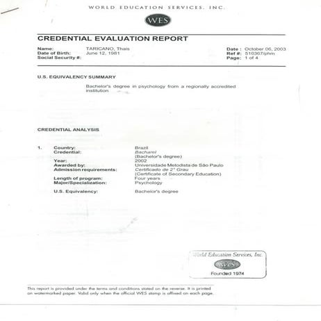 WES BACHELOR DEGREE REPORT | PDF