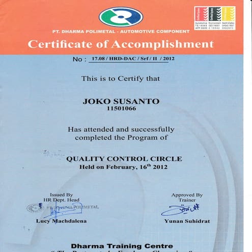 Sertifikat QCC | PDF