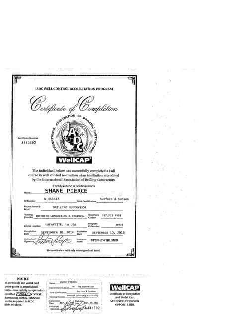 Shane Pierce Bosiet cert | PDF