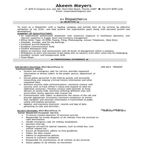 akeem resume(Dispatcher) | PDF | Free Download