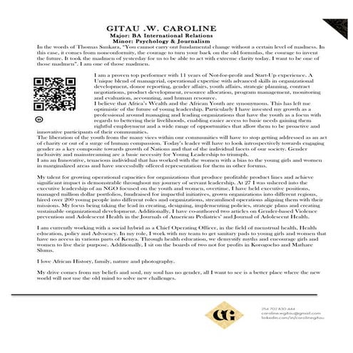 Bio_Gitau Caroline | PDF
