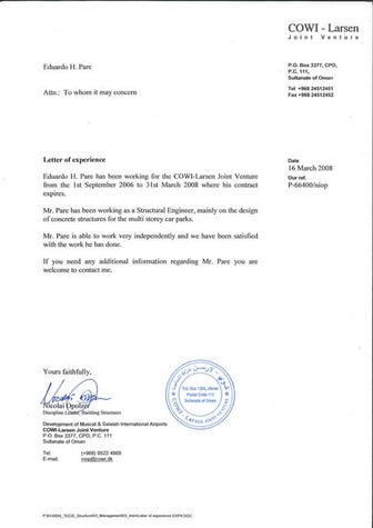 Eduardo H Pare Work Certificate Li Abu Dhabi Pdf