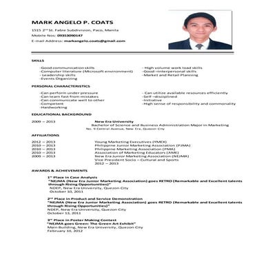 Mark Angelo P. Coats - Resume | DOCX