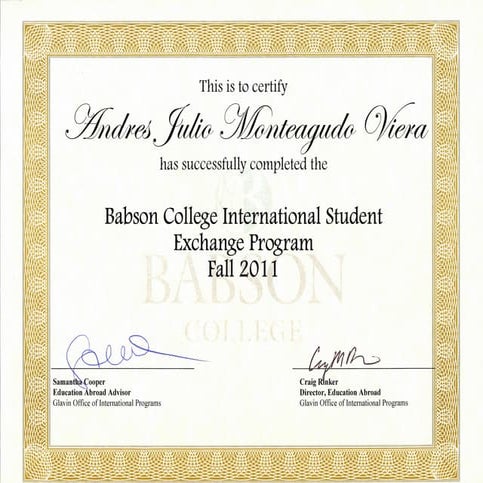 Babson Exchange program diploma | PDF