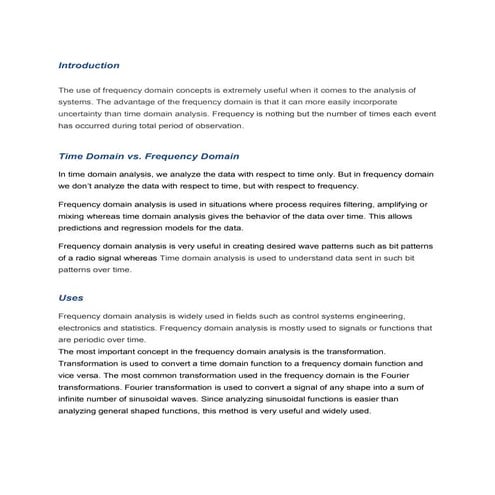 Article on Frequency Domain Analysis | PDF