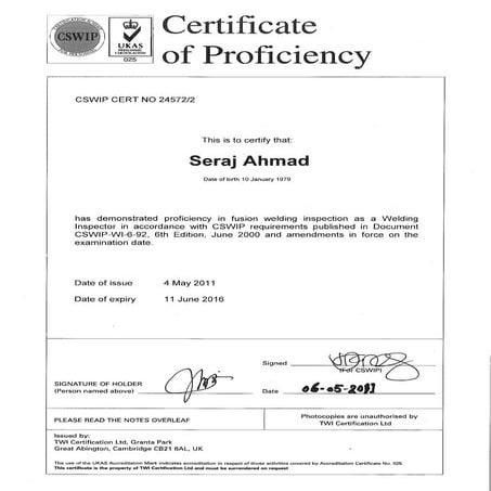 CSWIP_Certificate -02 | PDF