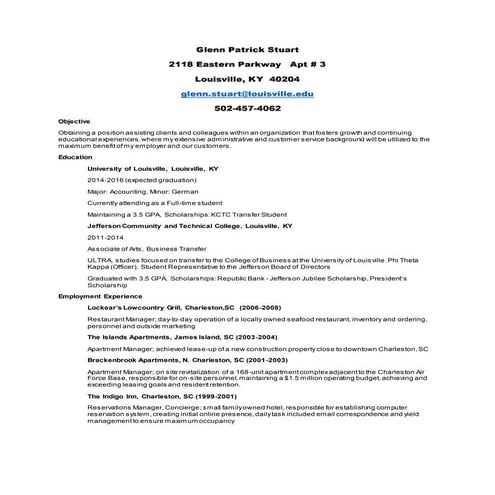 GPS Resume UL15 | DOCX | Business | Business and Finance