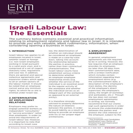 Israeli Labour Law | PDF