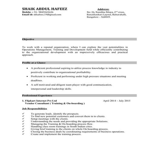 Shaik Updated Resume | DOC | Business Administration | Business