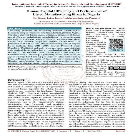 Human Capital Efficiency and Performance of Listed Manufacturing Firms ...