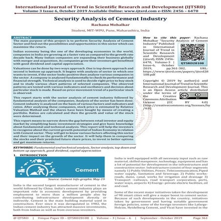 Security Analysis of Cement Industry | PDF