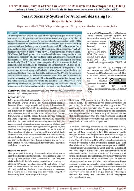 Automatic Accident Detection and Emergency Alert System using IoT | PDF