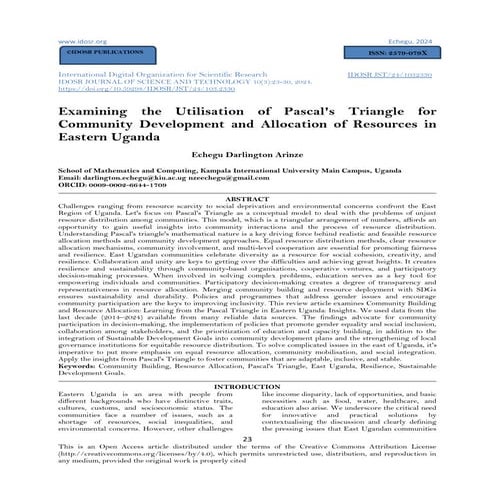 Examining the Utilisation of Pascal's Triangle for Community Development and Allocation of ...