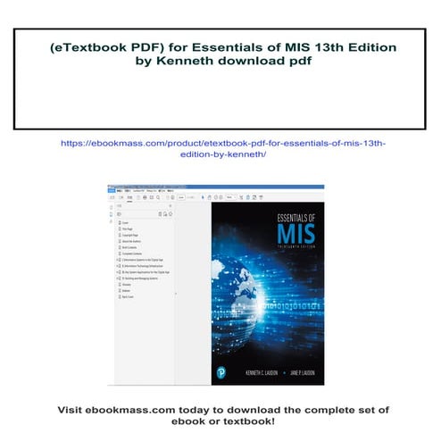 (eTextbook PDF) for Essentials of MIS 13th Edition by Kenneth | PDF