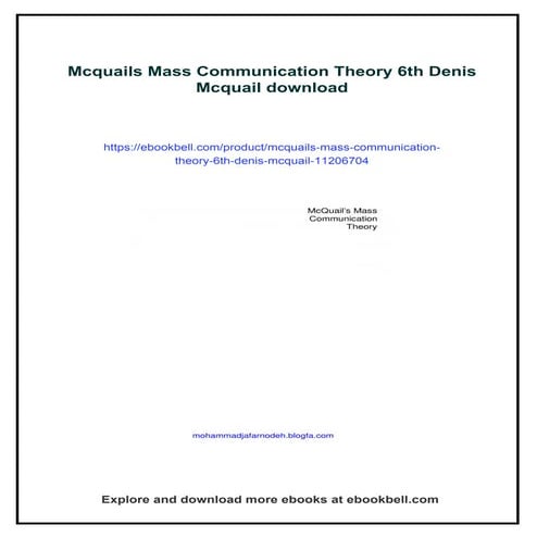 Mcquails Mass Communication Theory 6th Denis Mcquail | PDF