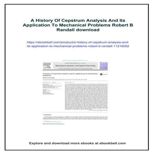 A History Of Cepstrum Analysis And Its Application To Mechanical ...