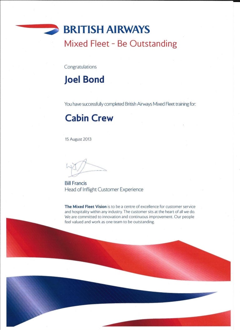 BA Cabin Crew Certificate