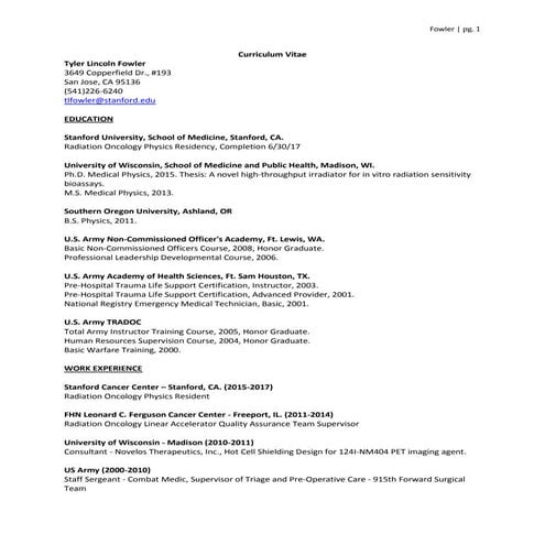 Fowler - Curriculum Vitae | PDF
