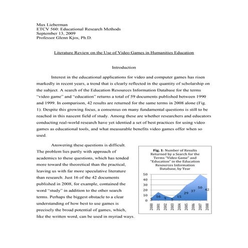 Literature review on the use of video games in humanities education | DOCX