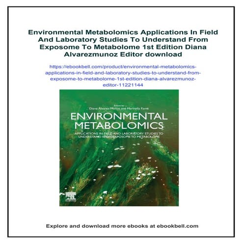 Environmental Metabolomics Applications In Field And Laboratory Studies To Understand From ...
