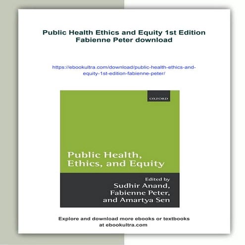 Public Health Ethics and Equity 1st Edition Fabienne Peter | PDF