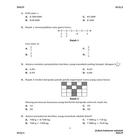 soalan math tahun 6 2020 | PDF