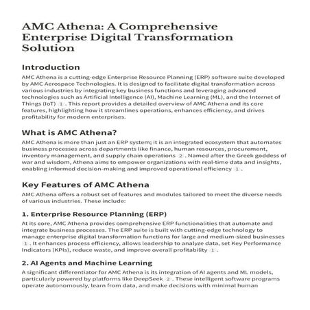 AMC Athena: Advanced Enterprise Digital Transformation ERP Solution | PDF