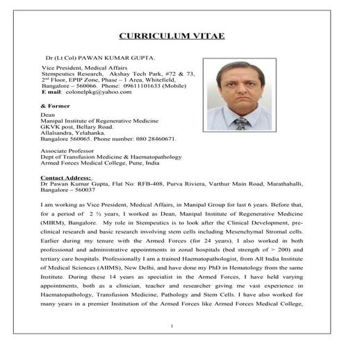 CV Dr P K Gupta | DOC