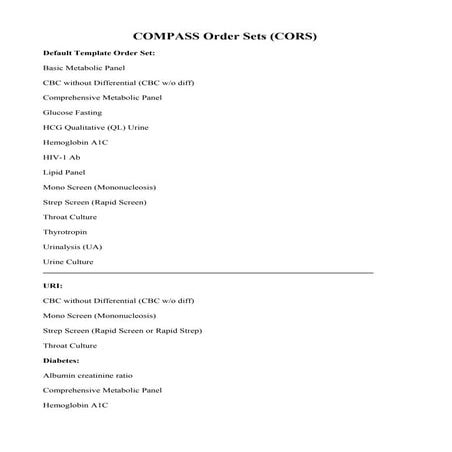 COMPASS Order Sets | DOC
