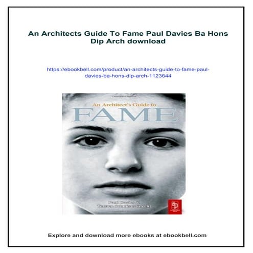An Architects Guide To Fame Paul Davies Ba Hons Dip Arch | PDF