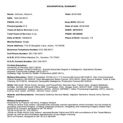 Military Bio 12-2016 | PDF | Free Download