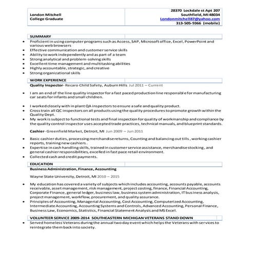 London resume | DOCX | Business Accounting & Finance | Business