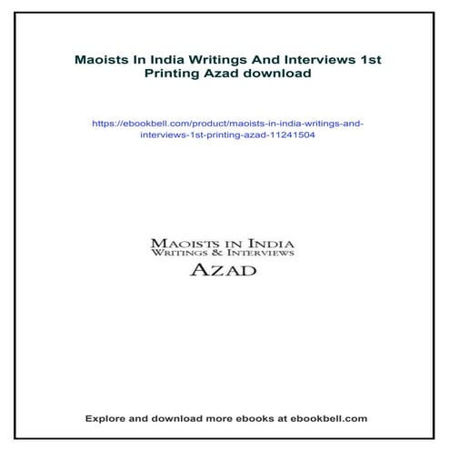 Maoists In India Writings And Interviews 1st Printing Azad | PDF