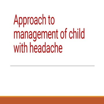 Approach to management of child with headache | PDF