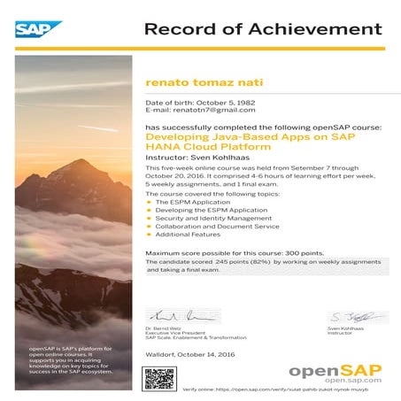SAP Sf2 record ofachievement | PDF
