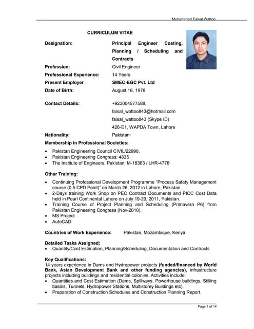 Muhammad Faisal Wattoo - COST OF PROJECTS | DOC