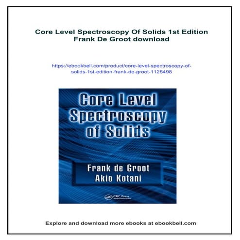 Core Level Spectroscopy Of Solids 1st Edition Frank De Groot | PDF