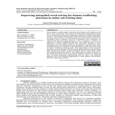 Improving Misspelled Word Solving For Human Trafficking Detection In