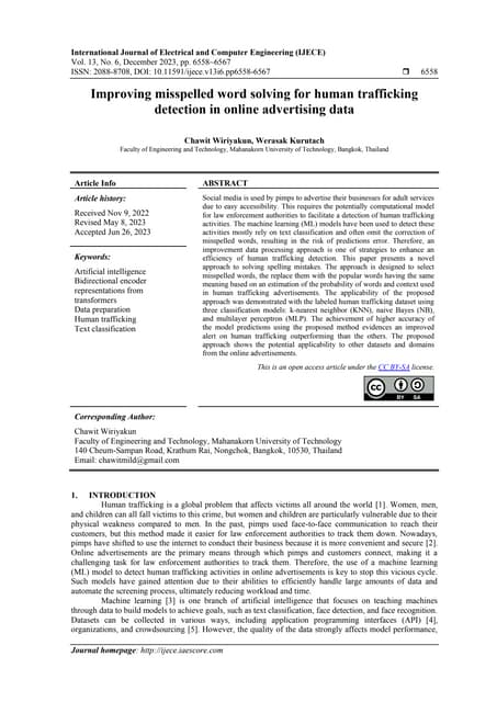 Improving Misspelled Word Solving For Human Trafficking Detection In