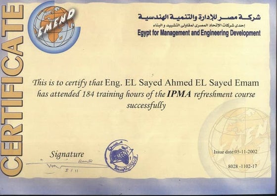 Hashem Demerdash IPMA certificate | PDF