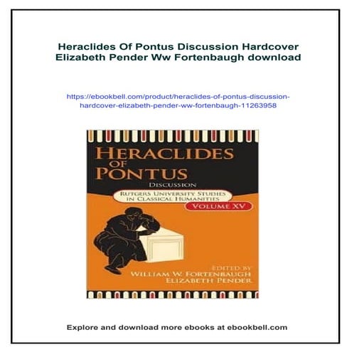 Heraclides Of Pontus Discussion Hardcover Elizabeth Pender Ww ...