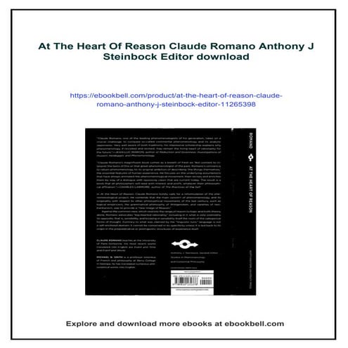 At The Heart Of Reason Claude Romano Anthony J Steinbock Editor | PDF