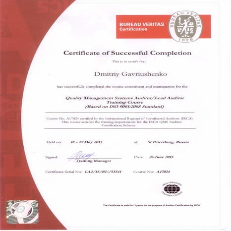 IRCA Quality Management system auditor | PDF