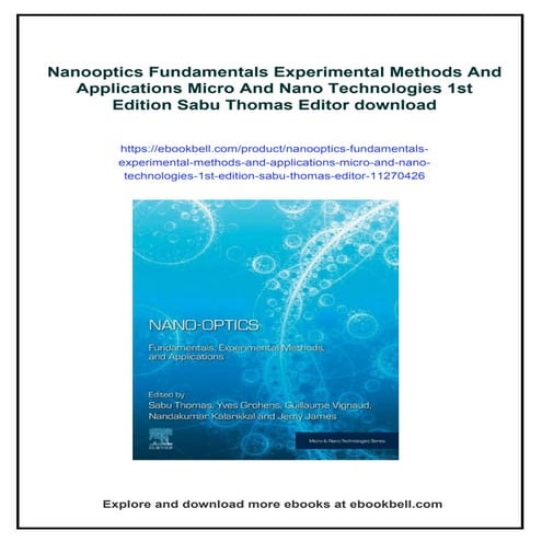 Nanooptics Fundamentals Experimental Methods And Applications Micro And Nano Technologies 1st ...